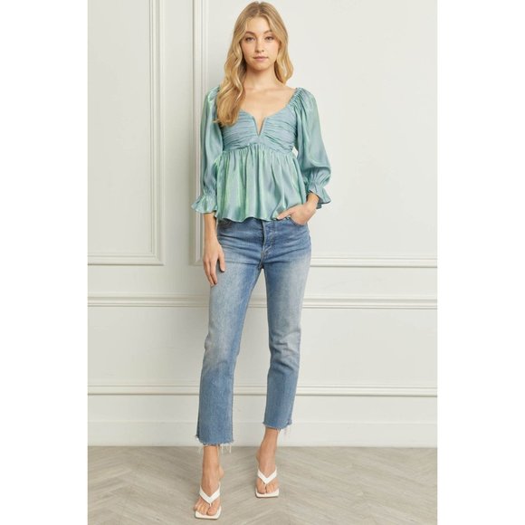 entro | Tops | Entro Iridescent Babydoll Top Blue | Poshmark